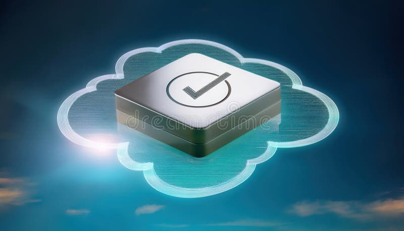 Glowing Cloud Structure with a Check Mark Inside Indicating Approved ...
