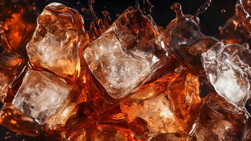 Glowing Cola Soda Ice Cube Texture. Cola Ice Cubes Pattern Stock ...