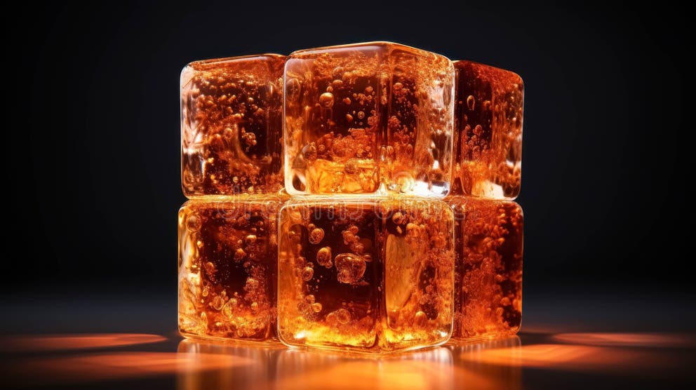 Glowing Cola Soda Ice Cube Texture. Cola Ice Cubes Stock Illustration ...