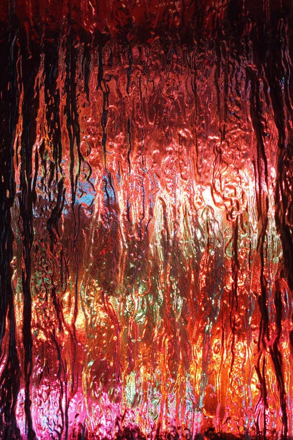 Multicolored Lights Visible through Textured Glass. Stock Image - Image ...