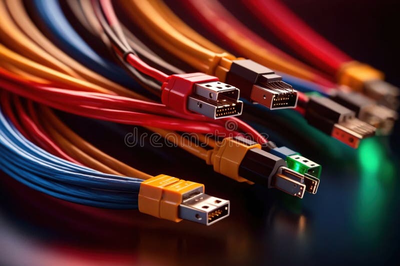 Glowing Colorful Data Communication Cables, ICT Wires for Technology ...