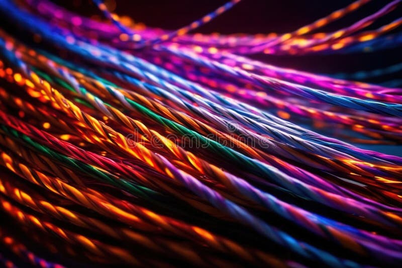 Glowing Colorful Data Communication Cables, ICT Wires for Technology ...