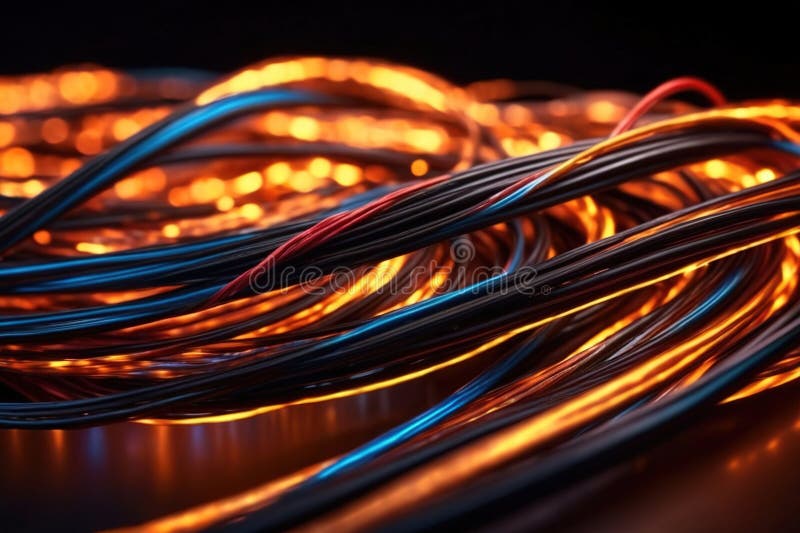 Glowing Colorful Data Communication Cables, ICT Wires for Technology ...