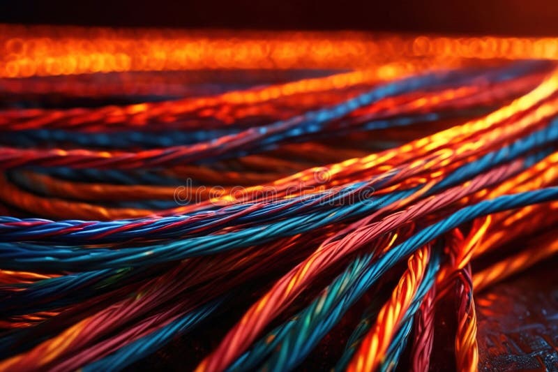 Glowing Colorful Data Communication Cables, ICT Wires for Technology ...