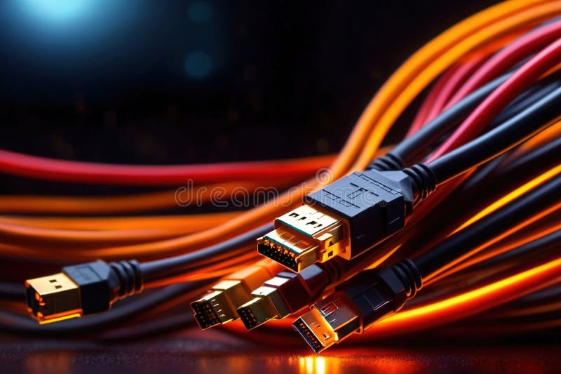 Glowing Colorful Data Communication Cables, ICT Wires for Technology ...