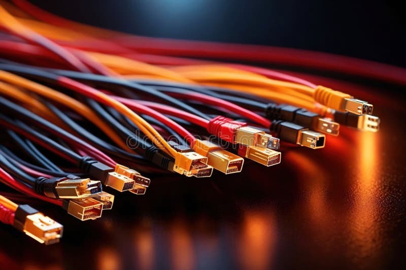 Glowing Colorful Data Communication Cables, ICT Wires for Technology ...