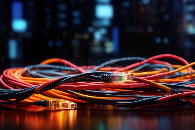 Glowing Colorful Data Communication Cables, ICT Wires for Technology ...
