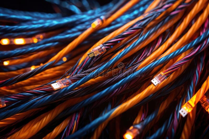 Glowing Colorful Data Communication Cables, ICT Wires for Technology ...