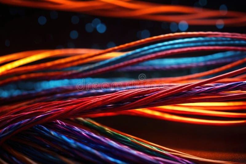 Glowing Colorful Data Communication Cables, ICT Wires for Technology ...