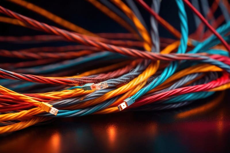 Glowing Colorful Data Communication Cables, ICT Wires for Technology ...
