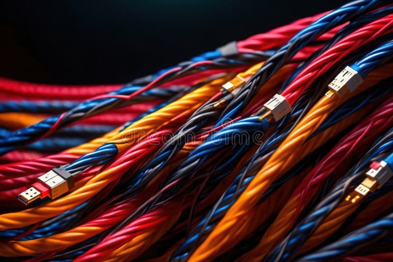 Glowing Colorful Data Communication Cables, ICT Wires for Technology ...