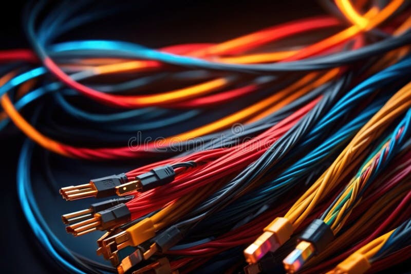 Glowing Colorful Data Communication Cables, ICT Wires for Technology ...