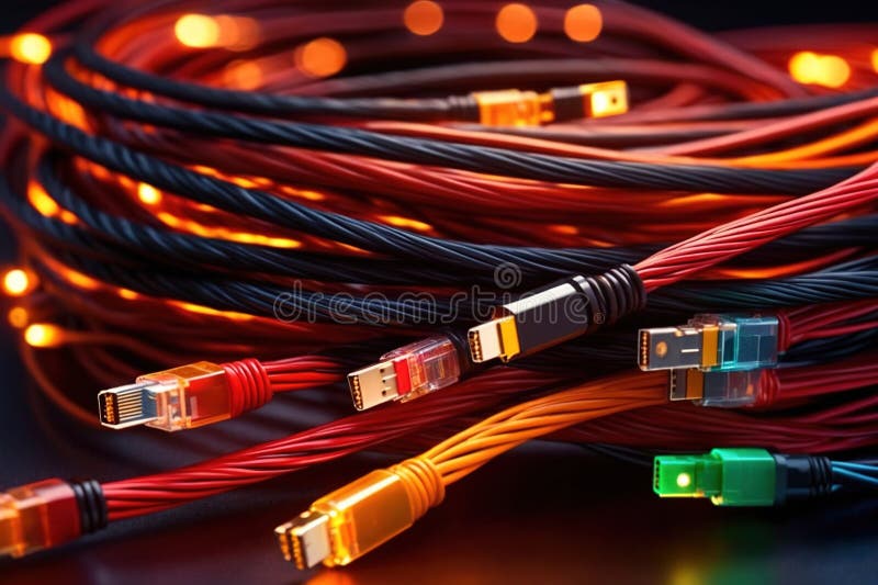 Glowing Colorful Data Communication Cables, ICT Wires for Technology ...
