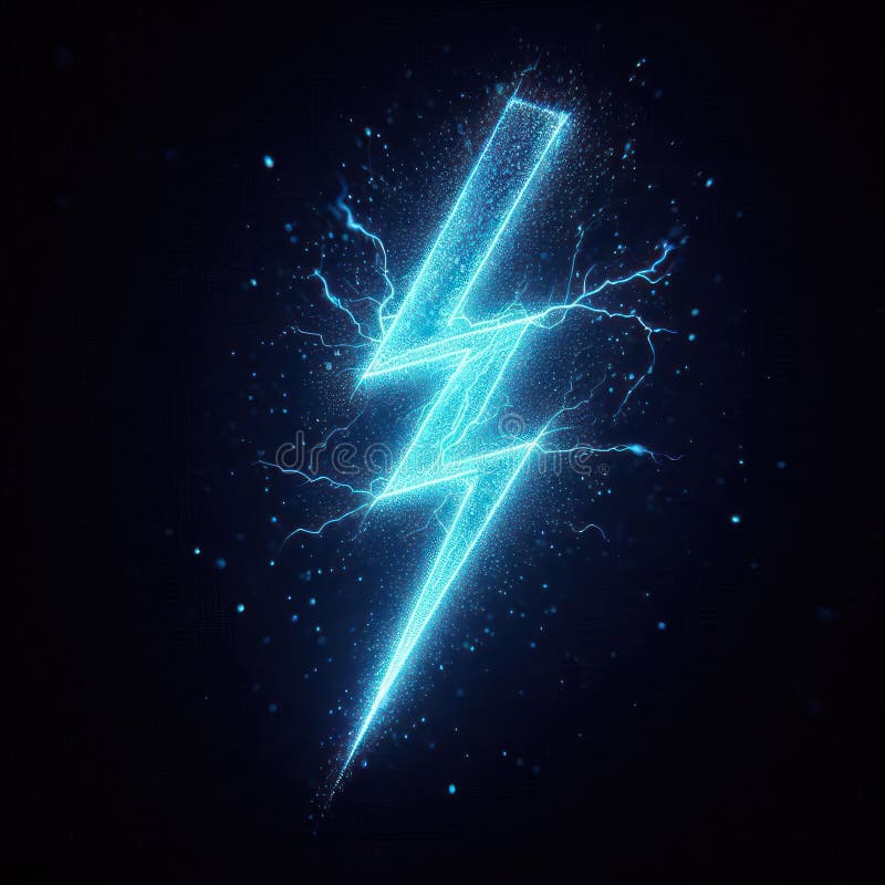 Glowing Colorful Lightning Bolt on Black Background Stock Photo - Image ...