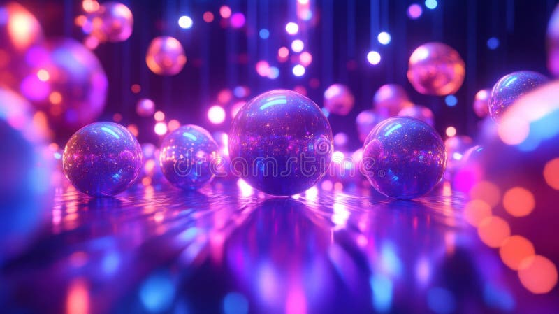 Glowing Colorful Spheres in Neon Light Stock Illustration ...