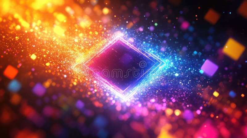 Glowing Colorful Square, a Vibrant Digital Artwork Featuring a Glowing ...