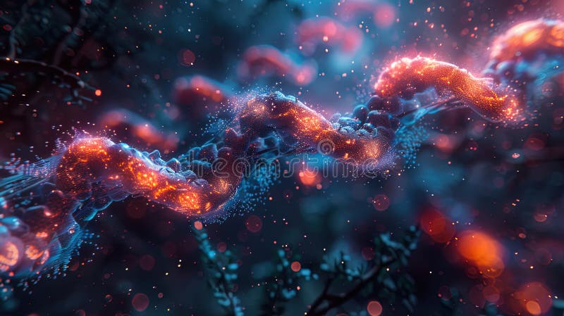 A Glowing, Colorful Strand of DNA is Shown in a Blurry, Abstract Style ... A Glowing, Colorful Strand of DNA is Shown in a Blurry, Abstract Style ...