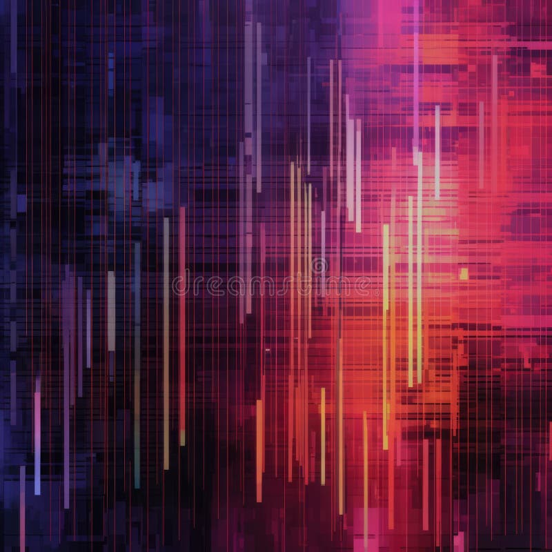 Glowing Colourful Interference Lines and Grids on Black, Created Using ...