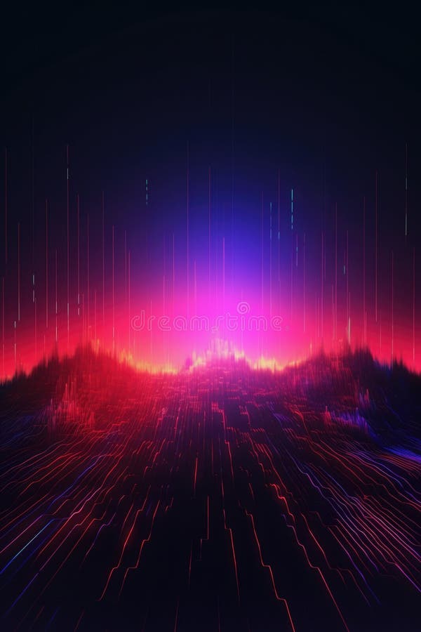 Glowing Colourful Interference Lines and Lights on Black, Created Using ...