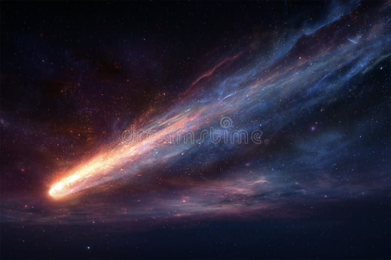 Bright Comet Flying Across Galaxy Stock Illustration - Illustration of ...