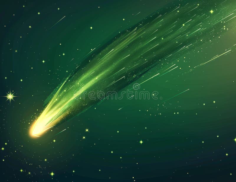 Glowing Comet Speeding through a Starry Night Sky Stock Illustration ...