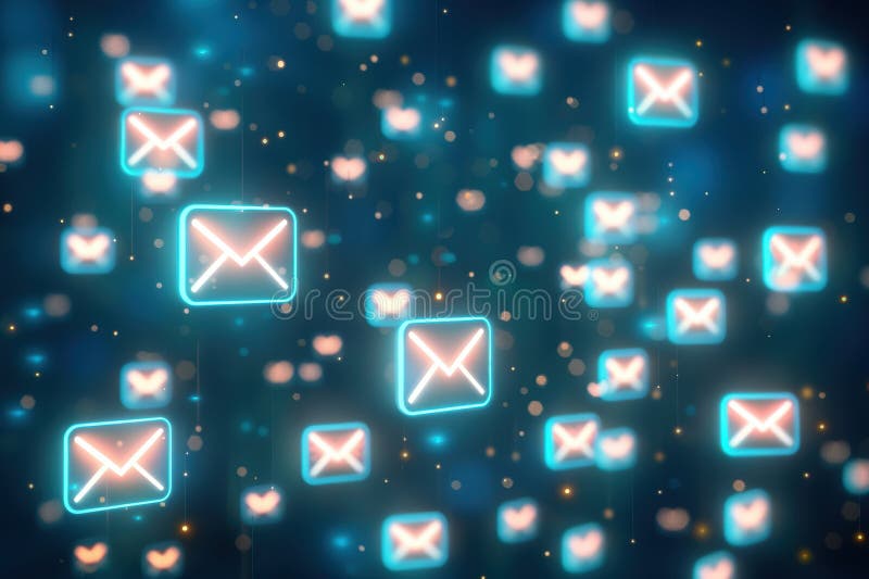 Glowing Communication Network - Email, Phone, and Chat Icons on Soft ...