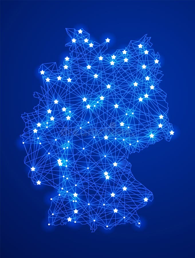 Glowing Communication Network Map of Germany Stock Vector ...