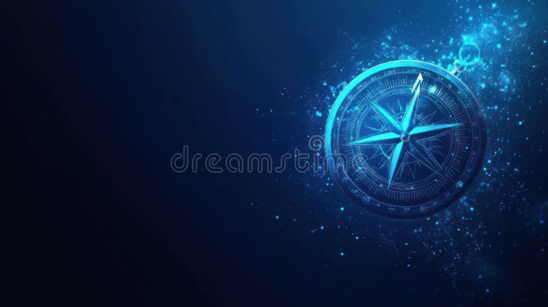 Glowing Compass on Dark Blue Background Stock Photo - Image of ...