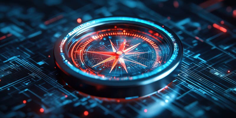 Glowing Compass on a Futuristic Digital Background with Intricate ...
