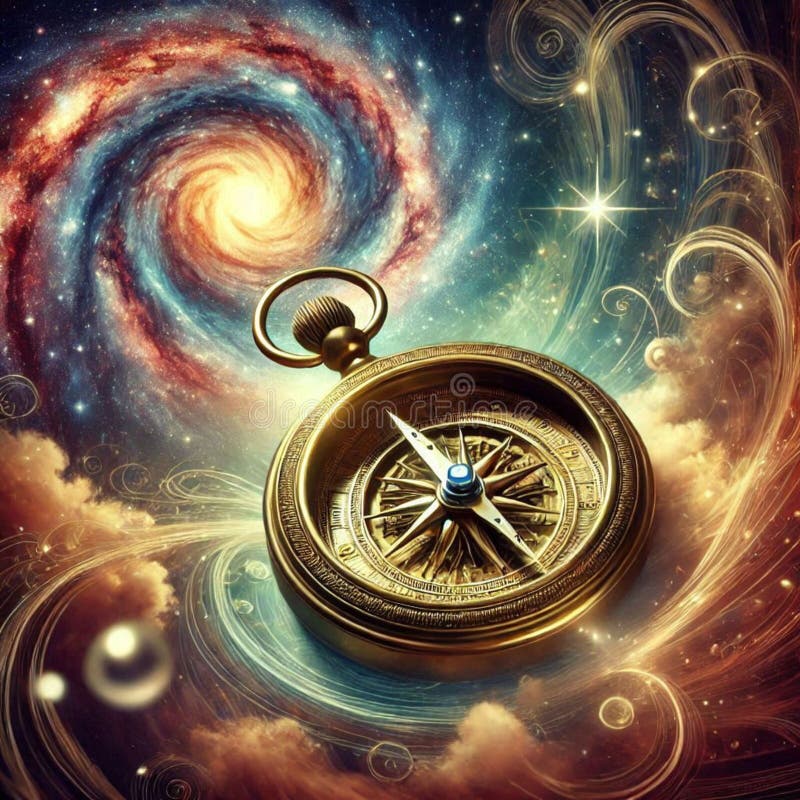 A Glowing Compass Pointing Toward the Stars. - 1 Stock Illustration ...