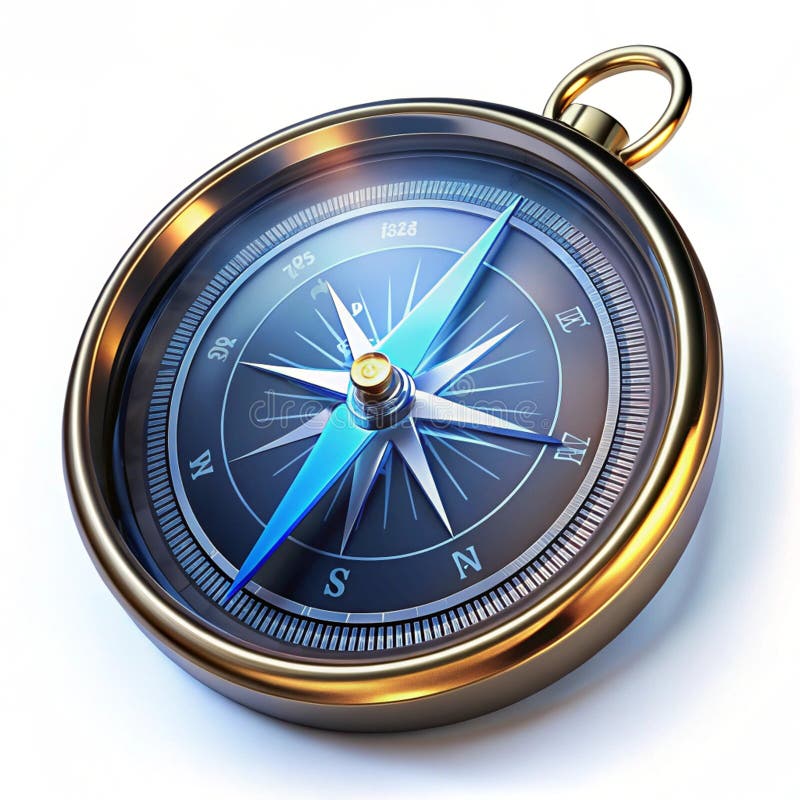Glowing Compass with Rotating Needle Stock Illustration - Illustration ...