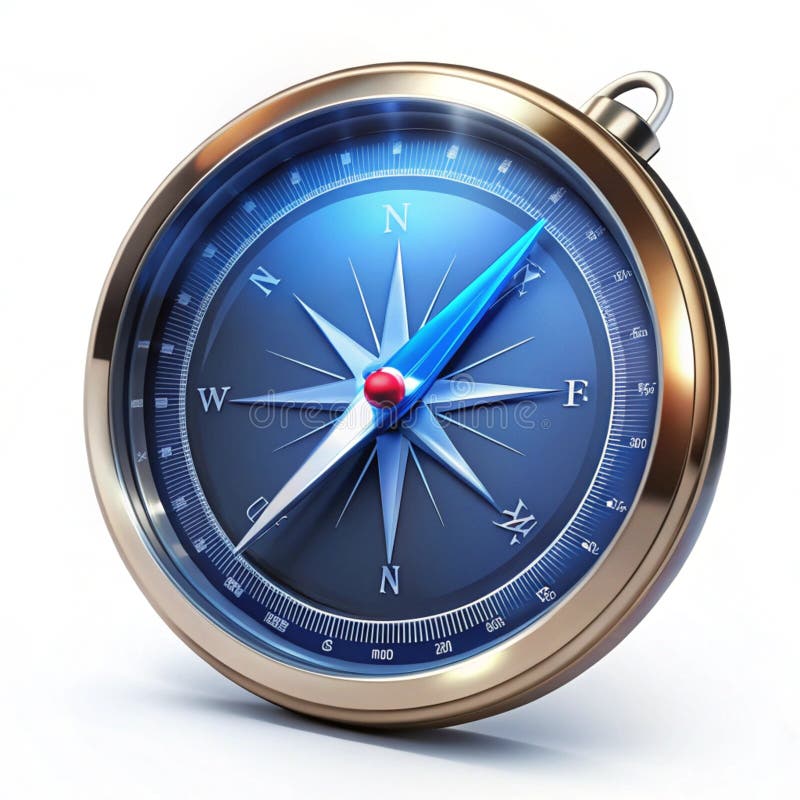 Glowing Compass with Rotating Needle Stock Illustration - Illustration ...