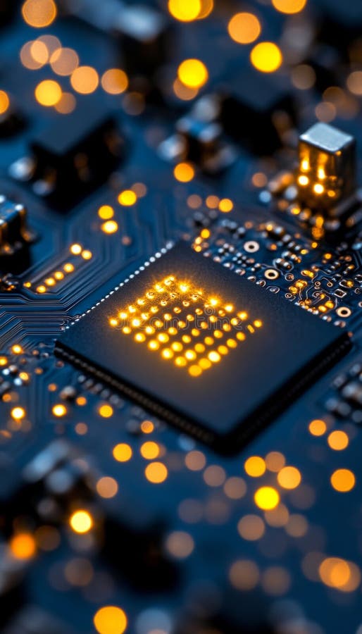 Glowing Computer Chip Intricate Circuitry, Advanced Technology, and ...