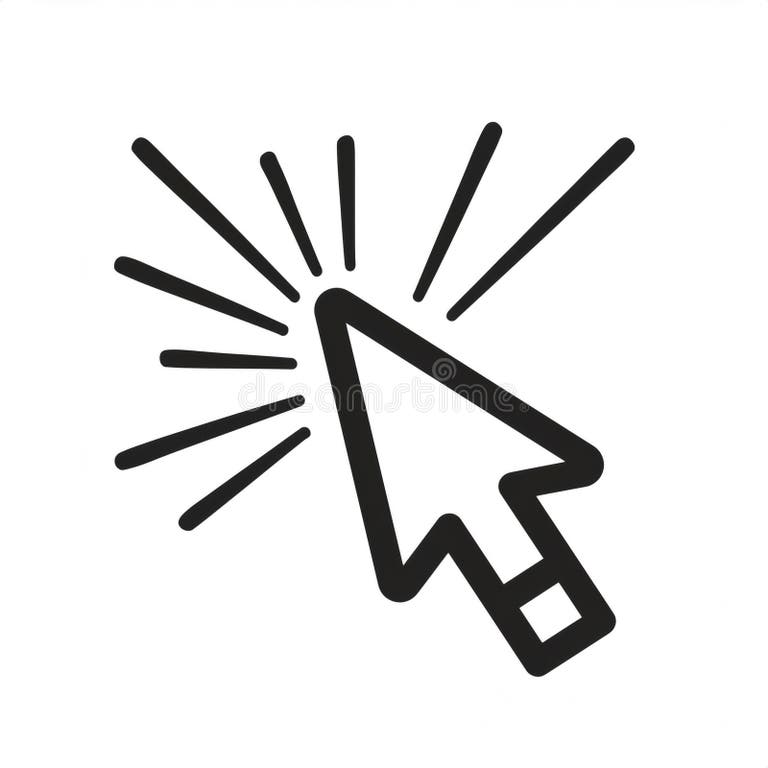 Glowing Computer Mouse Cursor Clicking, Radiating Light Rays ...