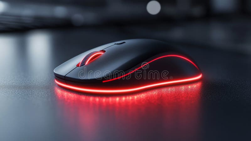 A Glowing Computer Mouse with Red LED Lights. Stock Photo - Image of ...