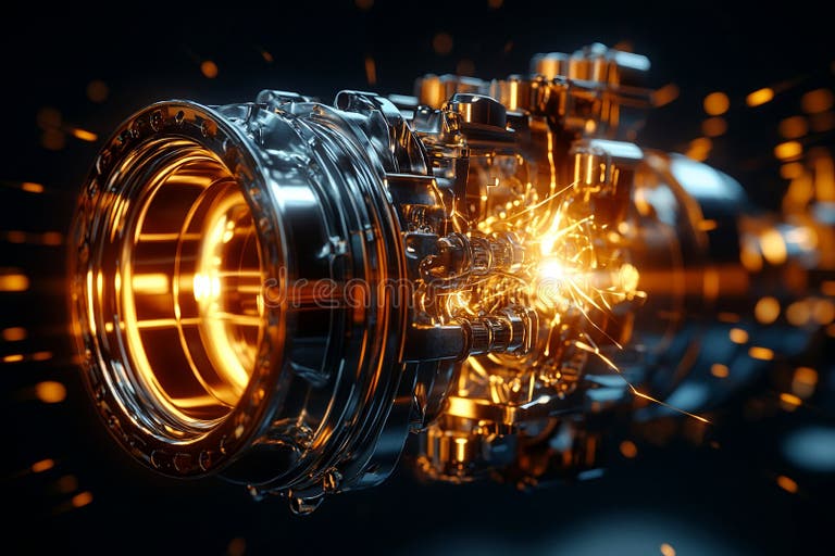 Glowing Core Piston Engine: Industrial Powerhouse, Mechanical Precision ...