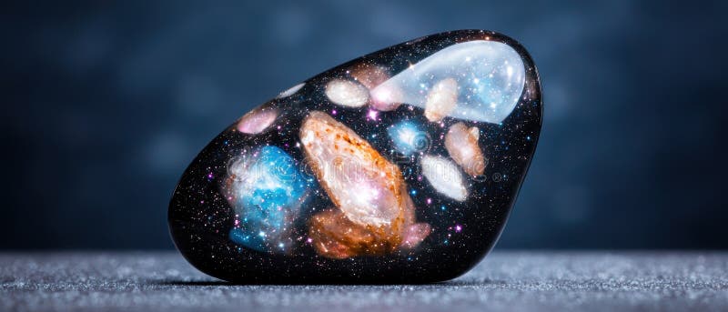 Glowing Cosmic Agate Stone Against Dark Background Stock Illustration ...
