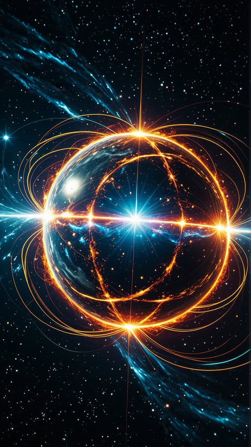 Glowing Cosmic Energy Sphere Amidst Stars in a Galactic Space Scene ...