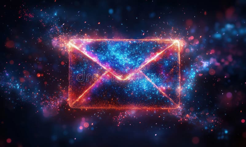 Glowing Cosmic Envelope Symbolizing Digital Communication and ...