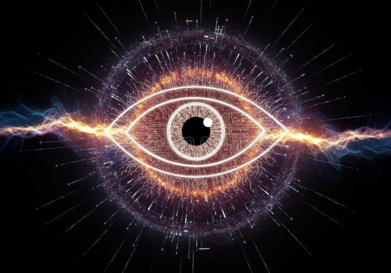 Glowing Cosmic Eye with Energy Rays Stock Illustration - Illustration ...