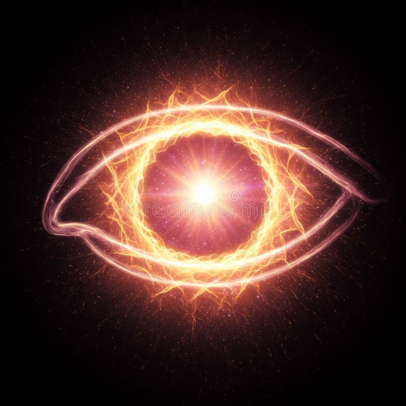 Glowing Cosmic Eye with Fiery Spiral and Bright Light Stock ...