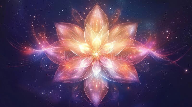 Glowing Cosmic Flower in a Starry Galaxy Stock Illustration ...