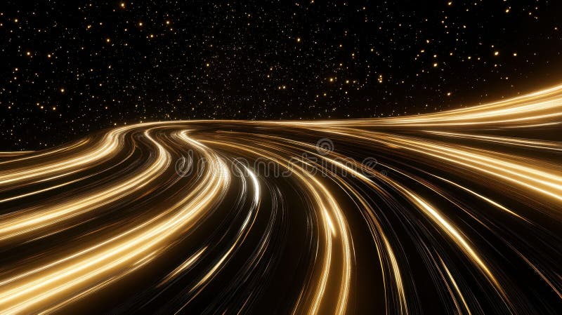 Glowing Cosmic Pathways: Abstract Light Trails Across a Starry Sky ...