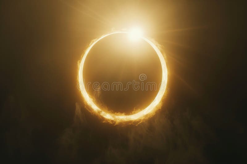 Glowing Cosmic Ring during Solar Eclipse in the Dark. Stock Image ...
