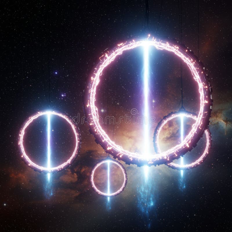 Glowing Cosmic Rings in Nebula Space Stock Illustration - Illustration ...