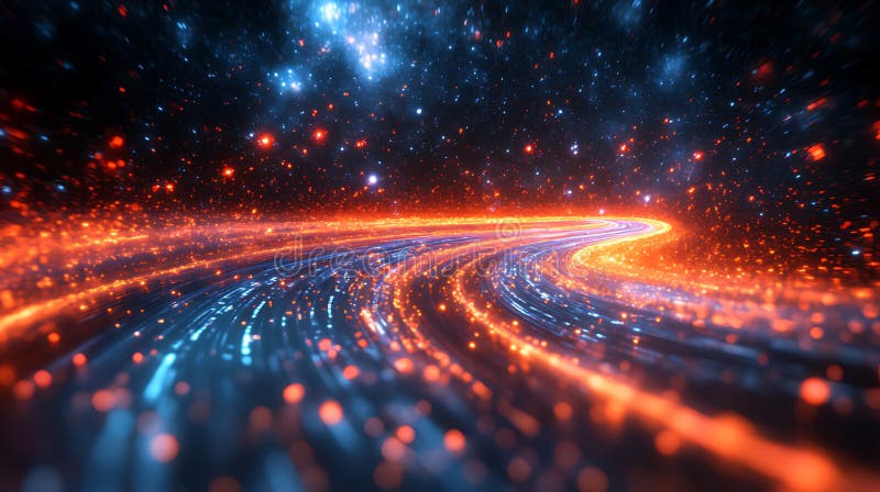 Glowing Cosmic Road Curves through Nebula Stock Illustration ...