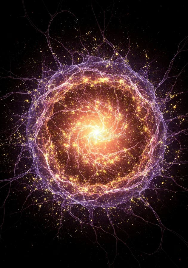 Glowing Cosmic Spiral Energy Burst in Dark Space Stock Illustration - Illustration of abstract ...