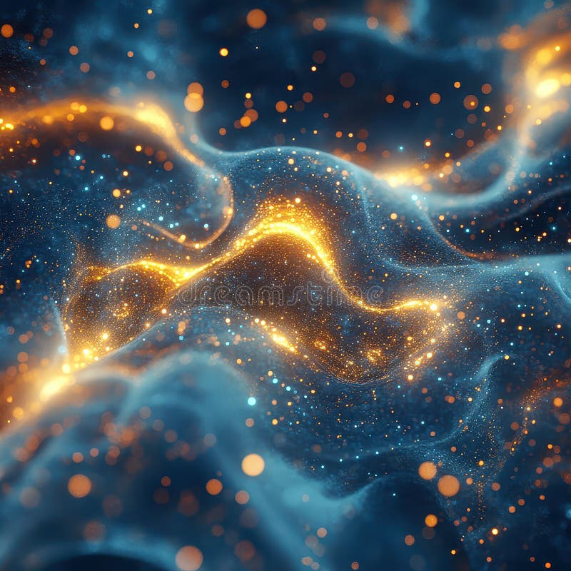 Glowing Cosmic Waves of Light and Colorful Particles in Space Stock ...