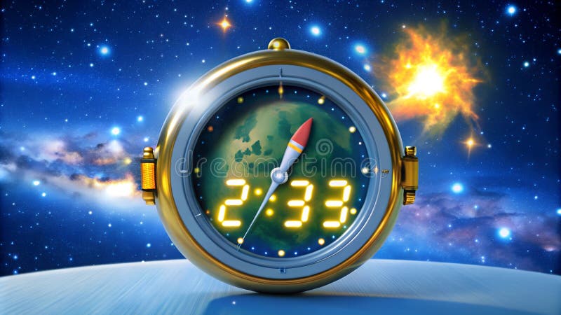 A Glowing Countdown Timer Against a Dark Starry Sky Stock Image - Image ...