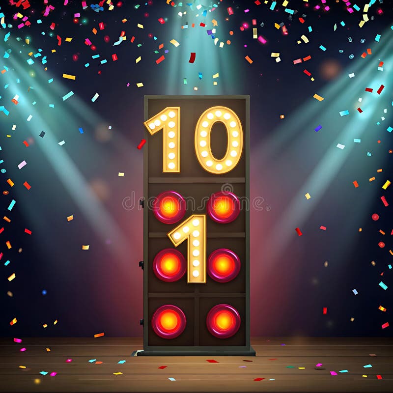 Glowing Countdown To Midnight with Confetti Shower As Clock Hits Zero ...
